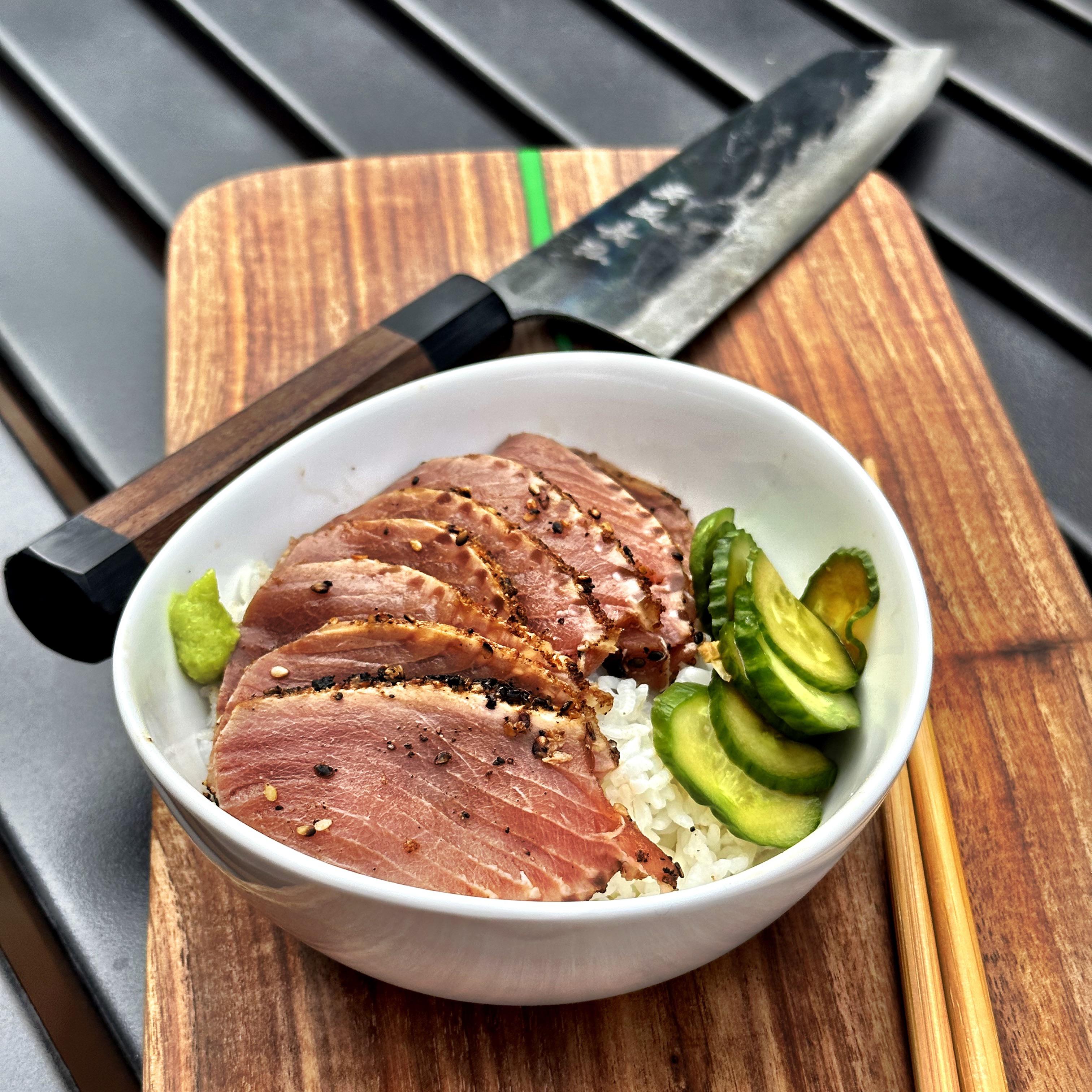 Seared Blue Fin Tuna from the Gulf of Mexico, short grain rice, and a ...