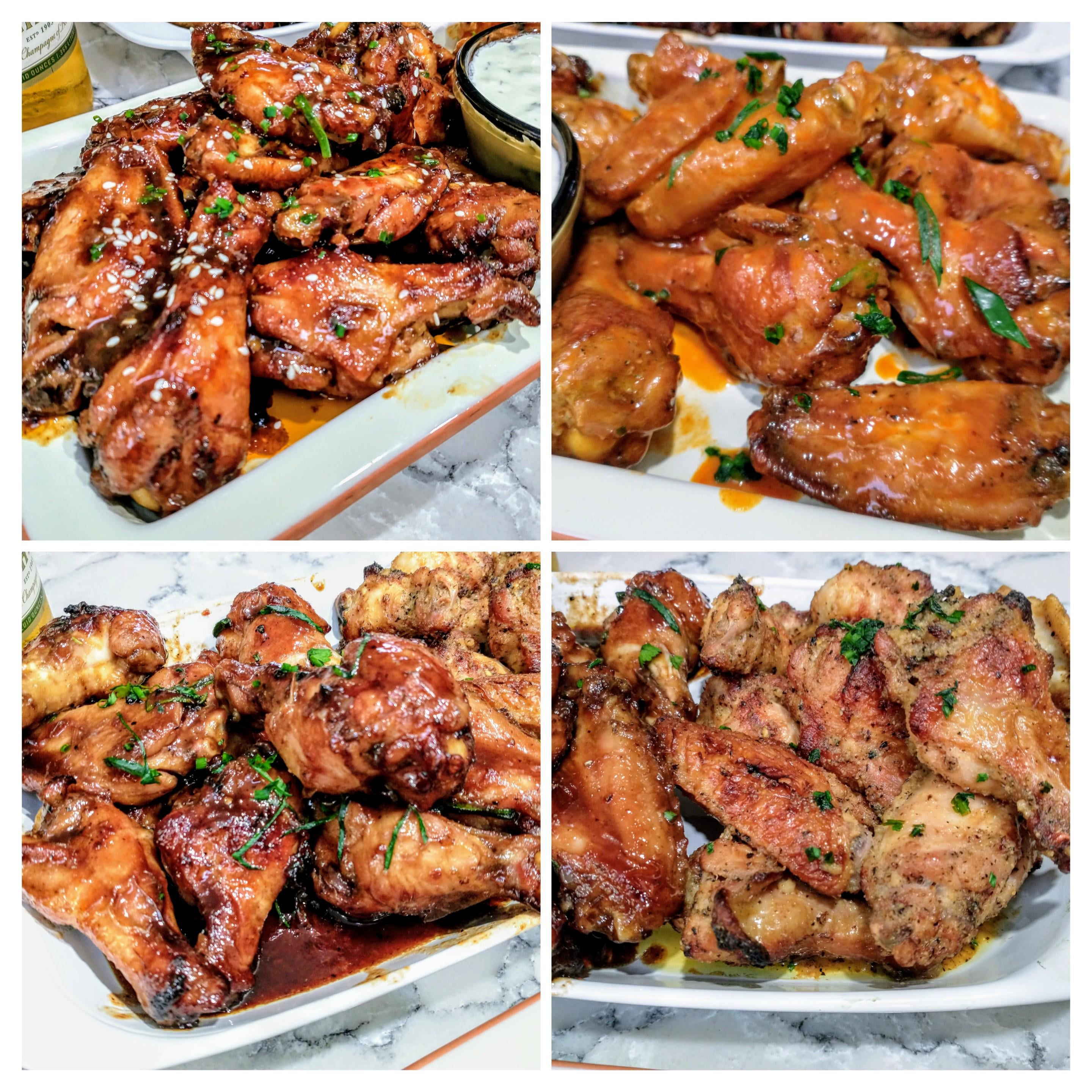 [OC] Spicy Korean BBQ Chicken Wings, Buffalo Chicken Wings, Cranberry ...