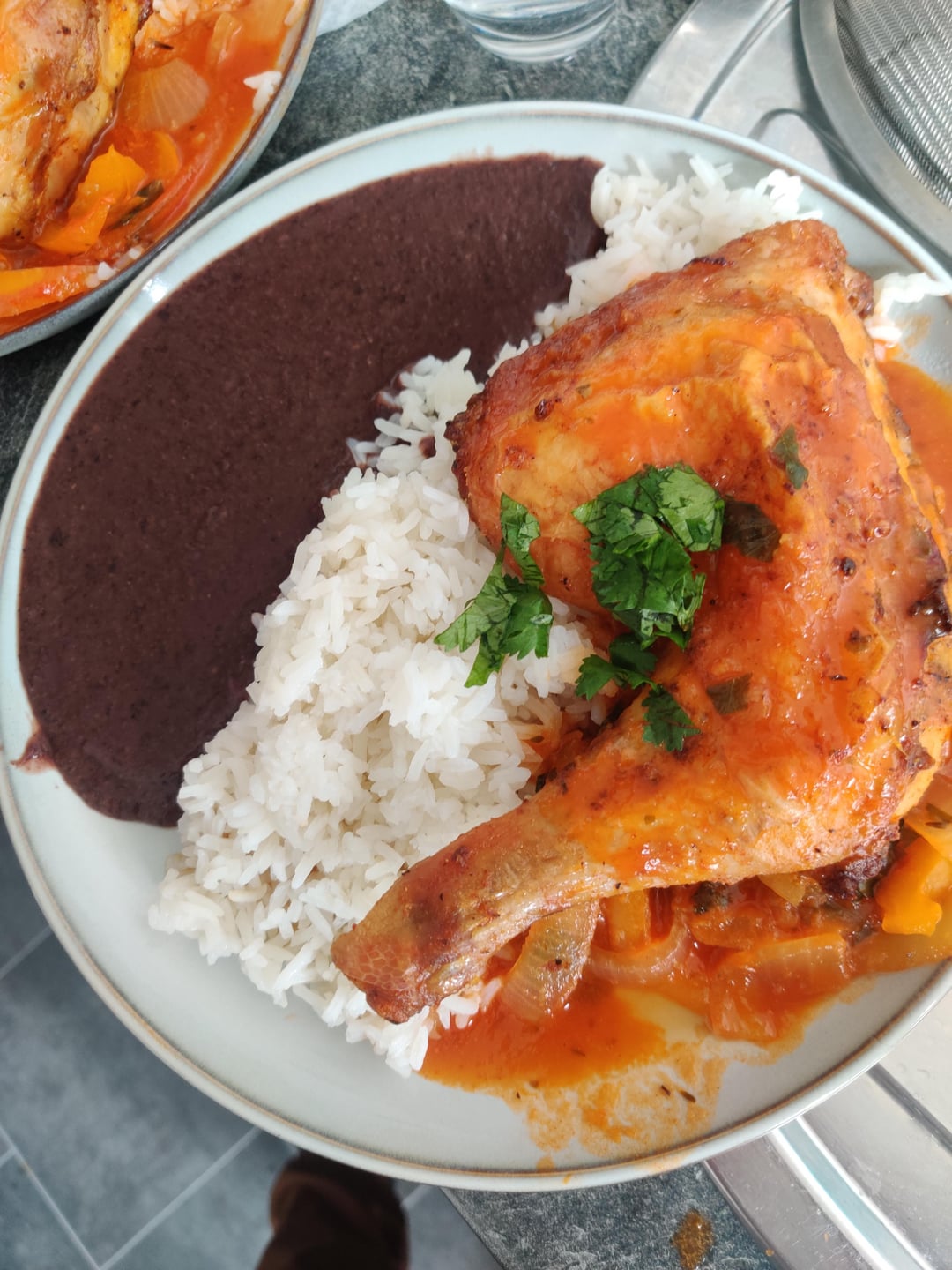 [homemade] Haitian Poul Nan Sos w/ Sos Pwa Nwa and rice. - foodiedude